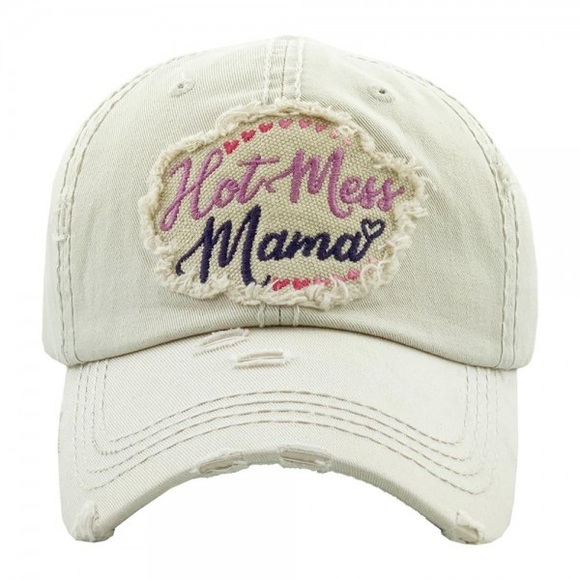 The Ivory Elephant | Accessories | Hot Mess Mama Baseball Cap Cream ...